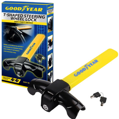 Goodyear Heavy Duty Universal T Shape Steering Wheel Lock Security