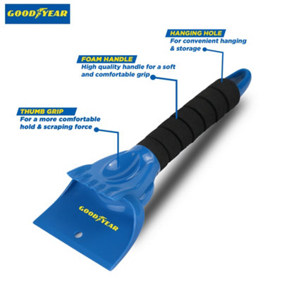 Goodyear Ice Scraper with Ice Breaker Teeth & Extra Wide Blade Soft ...