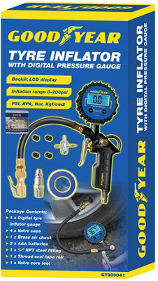 Goodyear Tyre Inflator Air Gun with Digital Pressure Gauge for Compressors