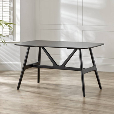 Goran 6 Seater Solid Wood Dining Table - Black Stained Oak Dining Table ...