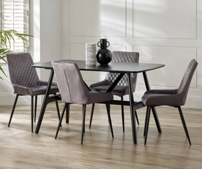 Goran 6 Seater Solid Wood Dining Table - Black Stained Oak Dining Table ...