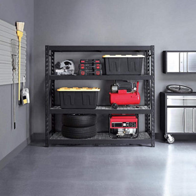 Gorilla 4-Tier Heavy Duty Industrial Storage Rack, 6ft x 6.4ft x 2ft ...