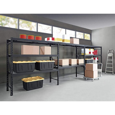 Gorilla 4-Tier Heavy Duty Industrial Storage Rack, 6ft x 6.4ft x 2ft ...