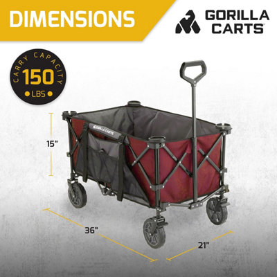 Gorilla Carts 7 Cu Feet 185L Capacity Foldable Festival Wagon ...