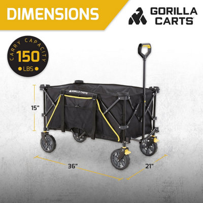 Gorilla Carts 7 cu ft 185L Foldable Festival Wagon Collapsible All ...