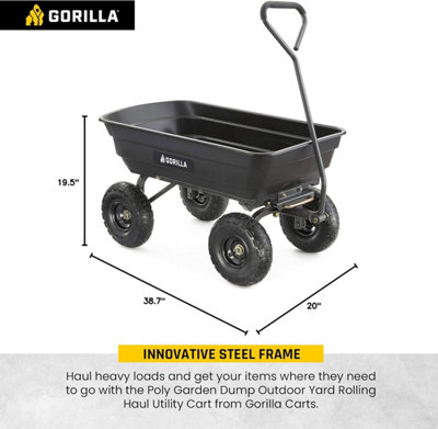 Gorilla Carts Poly Garden Dump Cart with Steel Frame and 10-in ...