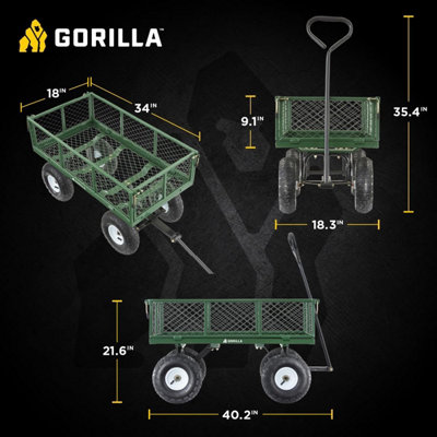 Gorilla Carts Steel Garden Cart with Removable Sides with a Capacity of ...