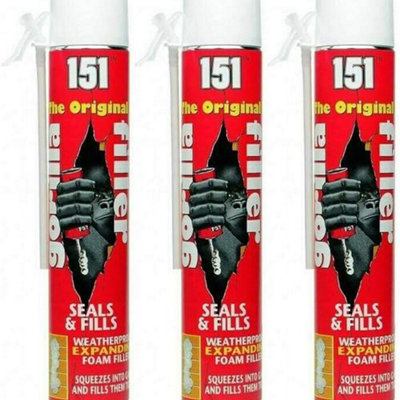 GORILLA FILLER WEATHERPROOF EXPANDING FOAM FILLER 750ML Pack of 3