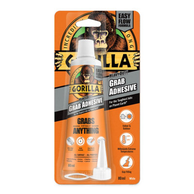 Gorilla Grab Adhesive - White, 80ml - Heavy Duty Instant Hold Grab ...