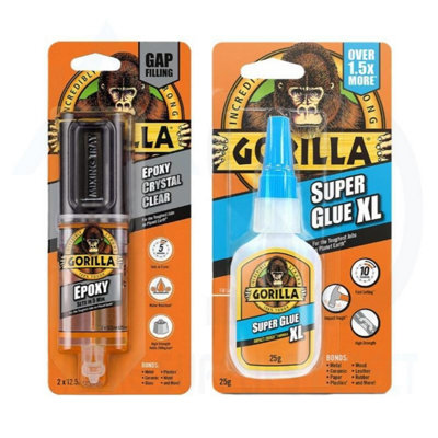 Gorilla Strong Adhesive 15g and Epoxy 25ml Set - Fast-Setting, Strong ...
