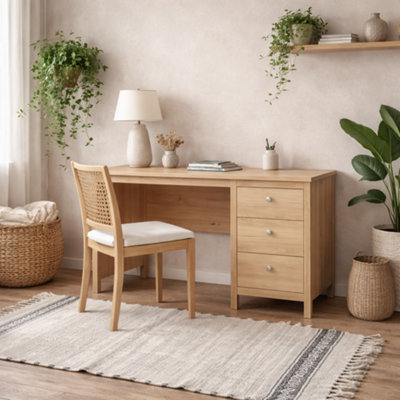 Gossmere Hickory Oak Effect Office Desk 3 Drawers