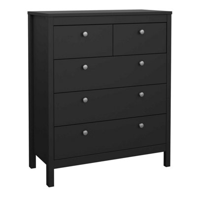 Gossmere Matt Black 5-Drawer Chest of Drawers