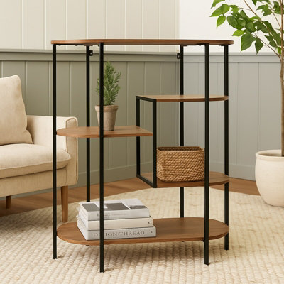 Gr8 Home Wood Metal Oval Shelving Unit Display Bookcase Storage Shelf ...