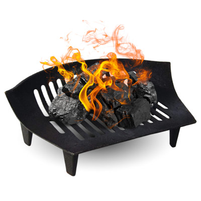 GRA02 14 Inch Metal Fire Grate Heavy Duty Fireplace Basket Solid Fuel ...