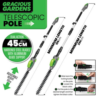 Gracious Gardens 500W Hedge Trimmer Garden Electric Long Reach ...