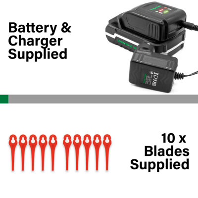 Gracious Gardens Cordless Garden Grass Strimmer Trimmer 18V Lithium Ion ...