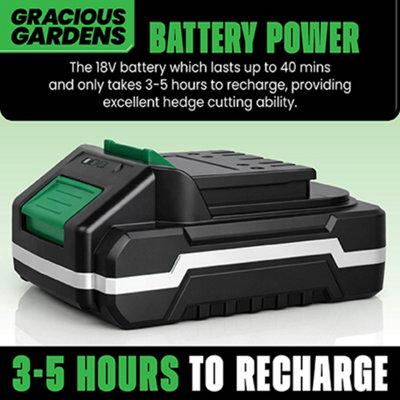 Gracious Gardens Cordless Hedge Trimmer 18V Li Ion Battery Charger and ...