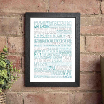 Graduation Gift - Baz Luhrmann Wear Sunscreen Class Of '99 Print
