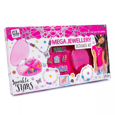 Grafix Mega Jewellery Designer Kit Sparkle Stars Bead Craft Set Age 5 Plus