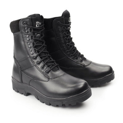 Grafters Grafters TOP GUN Unisex Leather Work Boots Black - uk-size-3 Black