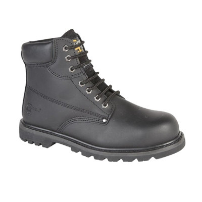 Grafters Mens Padded Safety Toe Cap Boots Black (7 UK) | DIY at B&Q