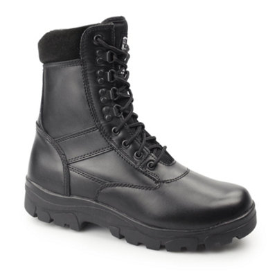 Grafters TOP GUN Unisex Leather Work Boots Black - uk-size-9 Black