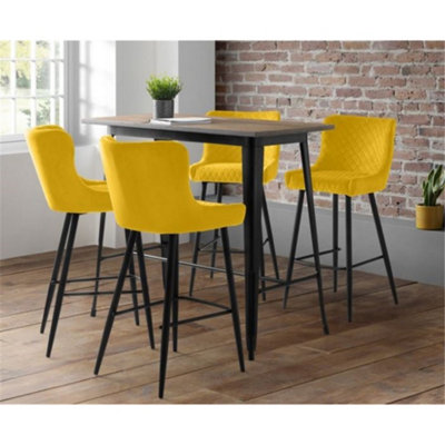 Grafton Bar Table & 4 Luxe Mustard Bar Stools | DIY at B&Q