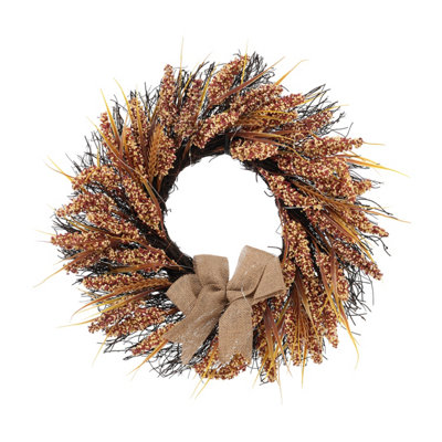 Grain Golden Wheat Ears Harvest Thanksgiving Wreath Front Door Decor ...
