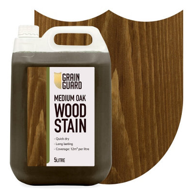 Grain Guard Water Based Wood Stain - Medium Oak - 5l