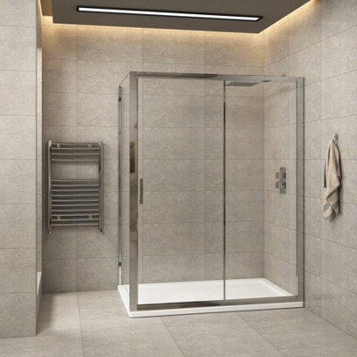 Grand 1200 x 800mm Sliding Door Shower Enclosure with Tray Rectangular ...
