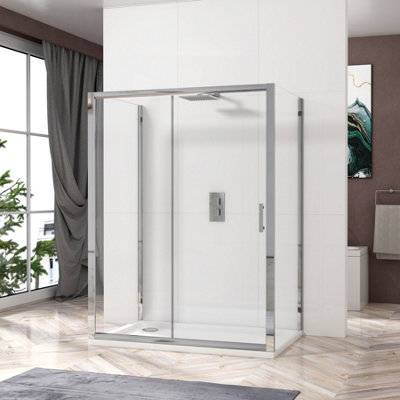 Grand 1400 x 700mm 3-Sided Sliding Door Shower Enclosure Rectangular ...