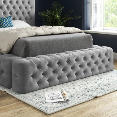 Grand Milan Pleated Upholstery Bed Frame - Grey