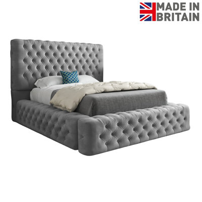 Grand Milan Pleated Upholstery Bed Frame - Grey