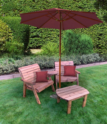 Grand Twin Angled Chair with Coffee Table - W240 x D90 x H98 - Fully ...