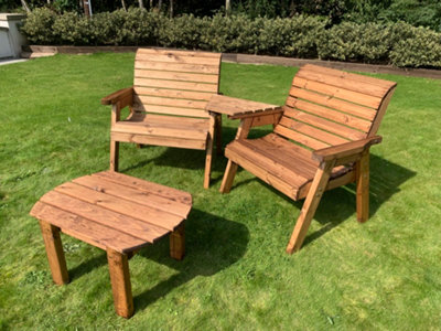 Grand Twin Angled Chair with Coffee Table - W240 x D90 x H98 - Fully ...