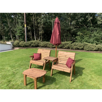 Grand Twin Straight With Coffee Table, 2 x Scatter Cushion Burgundy & 1 ...