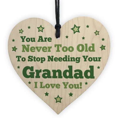 Grandad Gift For Birthday Fathers Day Wood Heart Thank You Gift For Him ...
