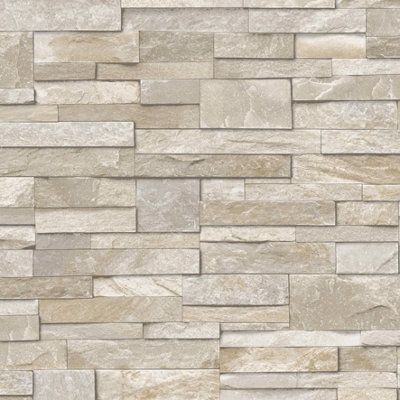Grandeco 3D Brick Effect Beige Wallpaper A17203
