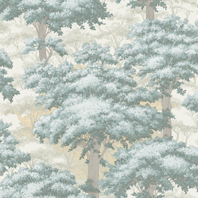 Grandeco Ancient Forest Toile Textured Wallpaper, Green | DIY at B&Q