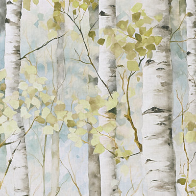 Grandeco Betula Silver Birch Trees Spring Forest 3 panel repeatable ...