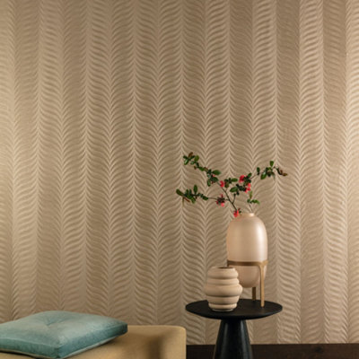 Grandeco Boutique Collection Organic Feather Embossed Wallpaper, Gold