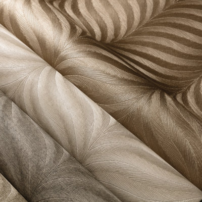 Grandeco Boutique Collection Organic Feather Embossed Wallpaper, Gold