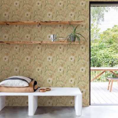 Grandeco Boutique Traditional Floral Trail PVC-free Eco Wallpaper ...