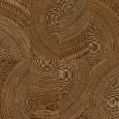 Grandeco Cambara Wood Butchers Block End Grain Textured Wallpaper, Deep Oak