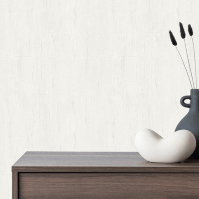 Grandeco Cave Distressed Plaster Blown Vinyl Textured Wallpaper, Cream