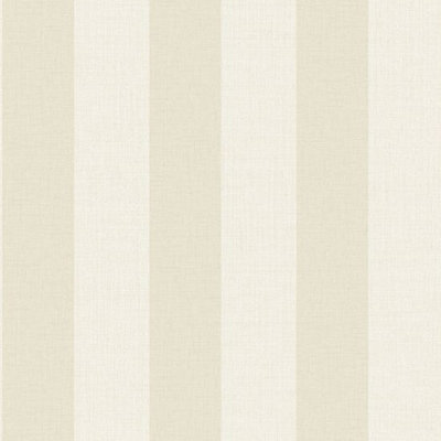 Grandeco Classic Wide Textured Stripe Wallpaper, Beige | DIY at B&Q