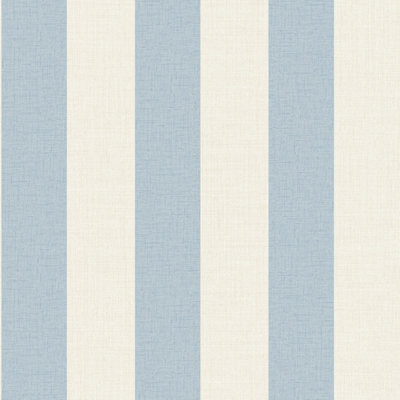 Grandeco Classic Wide Textured Stripe Wallpaper, Blue | DIY at B&Q