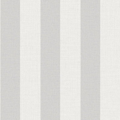 Grandeco Classic Wide Textured Stripe Wallpaper, Grey | DIY at B&Q