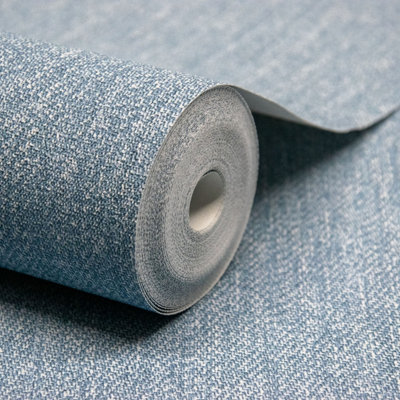 Grandeco Denim Jeans Marl Fabric Textured Wallpaper, Washed Blue | DIY ...
