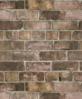 Grandeco Durham Brick Red & Grey Wallpaper 173401